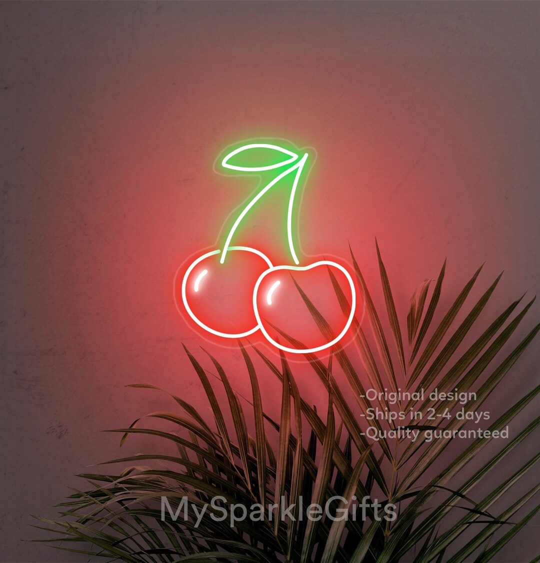 Cherry Neon Sign Cute Cherry LED Neon Light Sign for Bedroom Aesthetic ...