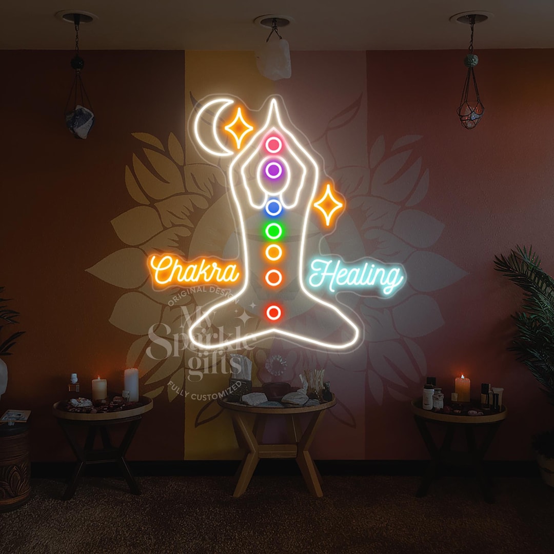 Chakra Healing Neon Sign Colorful LED Light for Spiritual Wellness ...