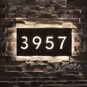 Illuminated Backlit House Sign Custom LED Address Plate Modern and ...