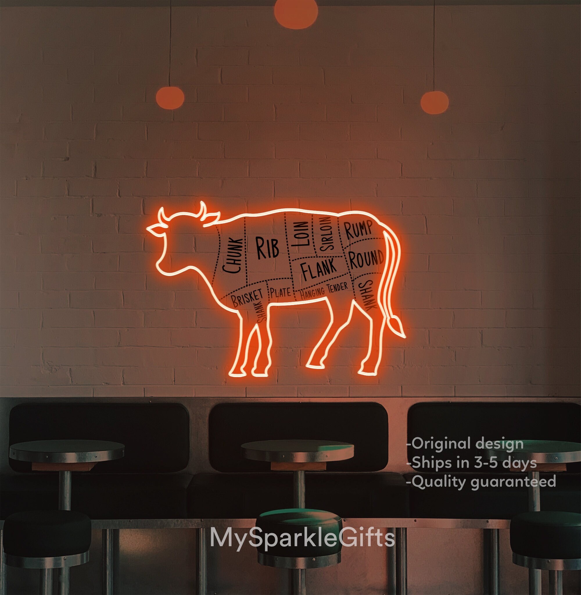 Original Beef Cuts Neon Sign LED Neon Light Sign for Butcher - Etsy