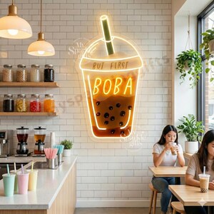 Boba Neon Sign, Bubble Tea LED Light, Cafe Wall Decor, Milk Drink Shop ...