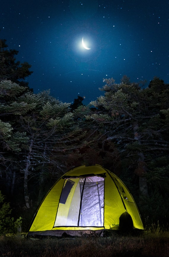 Camping Under the Moon and Stars Night Hiking Photography | Etsy