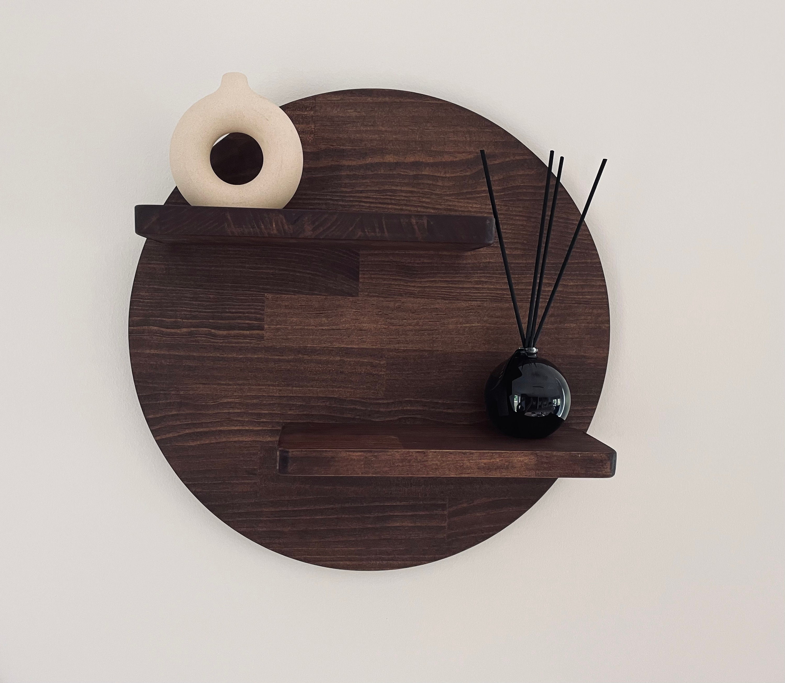 Wooden Wall Shelf, Brown Wall Shelf, Round Shelf, Wall Mount Shelf ...