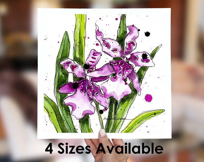Original Watercolor Orchid Print, Orchid Artwork, Flower Art, Tropical ...