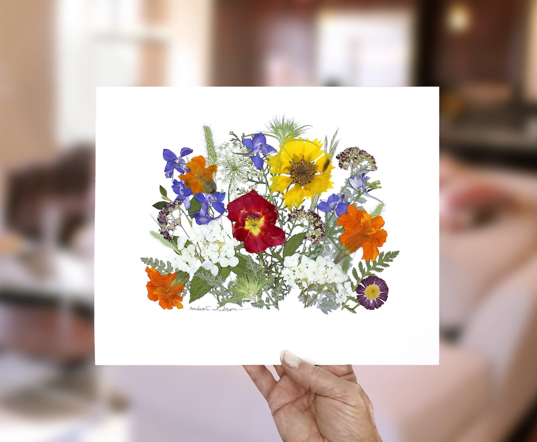 Flower Collage, Pressed Flower Art, Botanical Art, Dried Flower Collage ...
