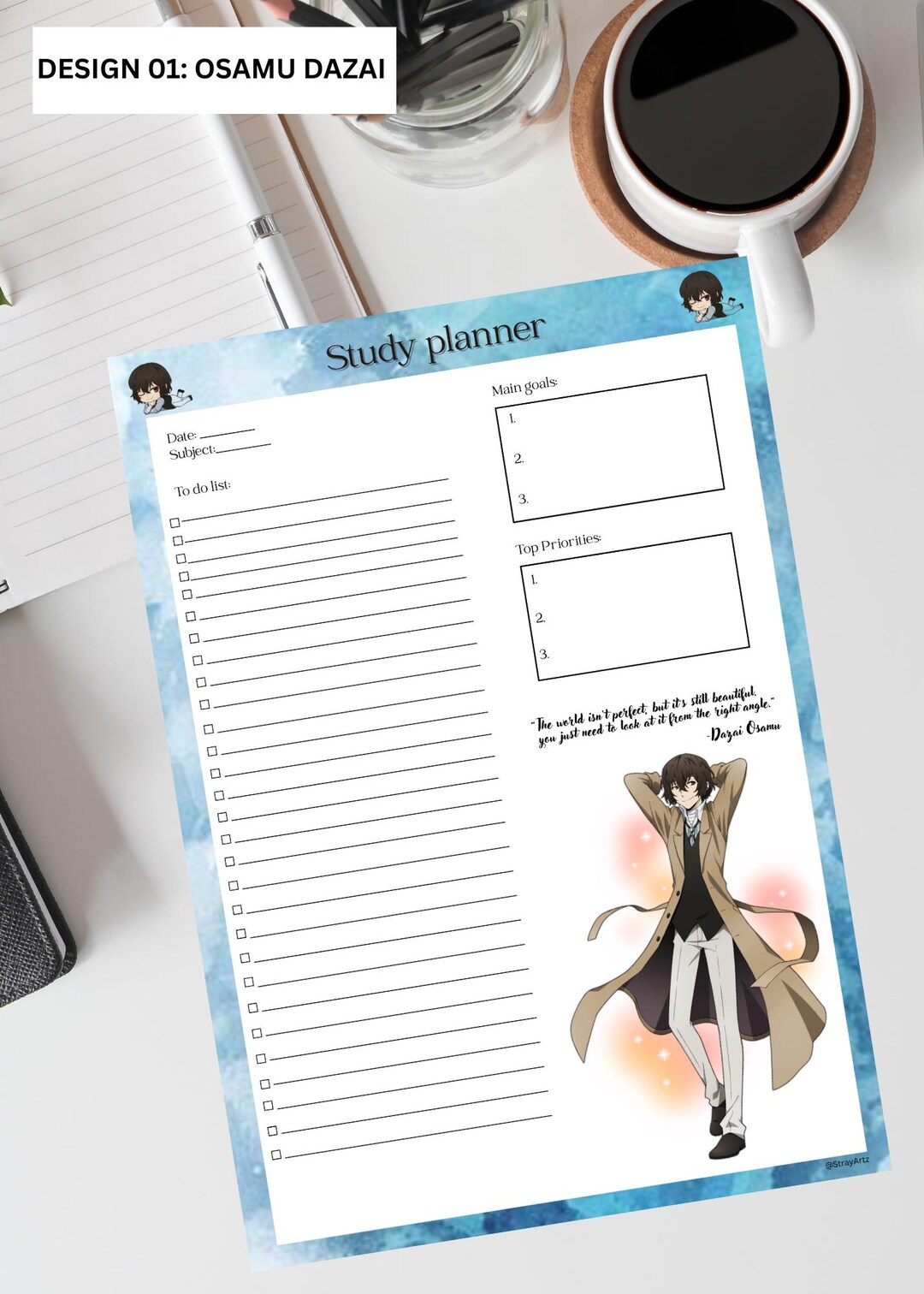 BSD Study Planners (digital Downloads) 4 Characters - Etsy UK