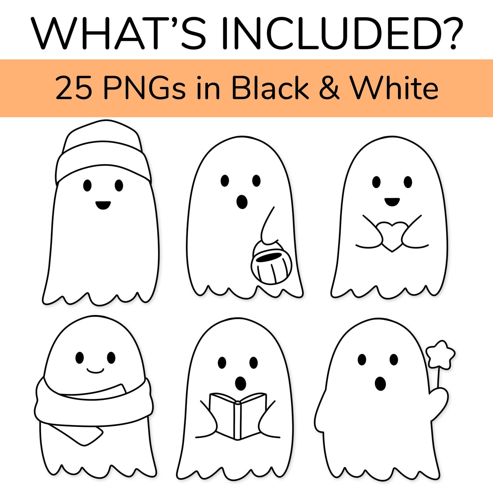 Ghost Clipart, Cute Ghost PNG, Halloween Ghost PNG - Etsy