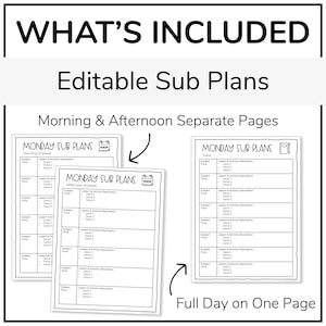 Sub Binder With Substitute Teacher Info and Substitute Plans - Etsy
