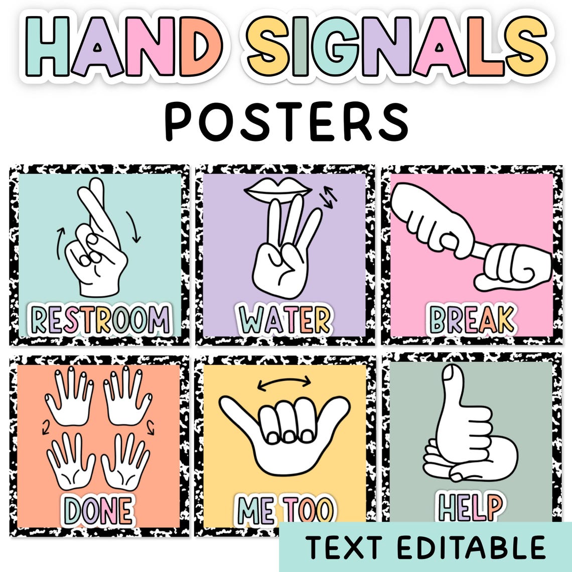 Composition Hand Signal Posters & ASL Sign Language Hand Signals ...