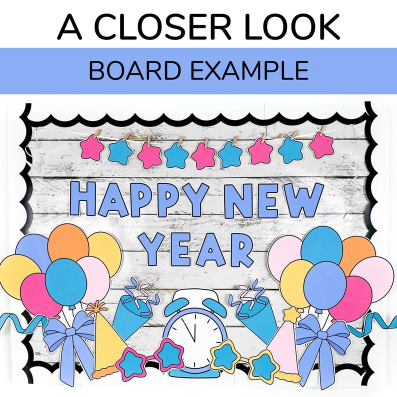 Happy New Year Bulletin Board for 2025 & New Year Bulletin Boards for ...