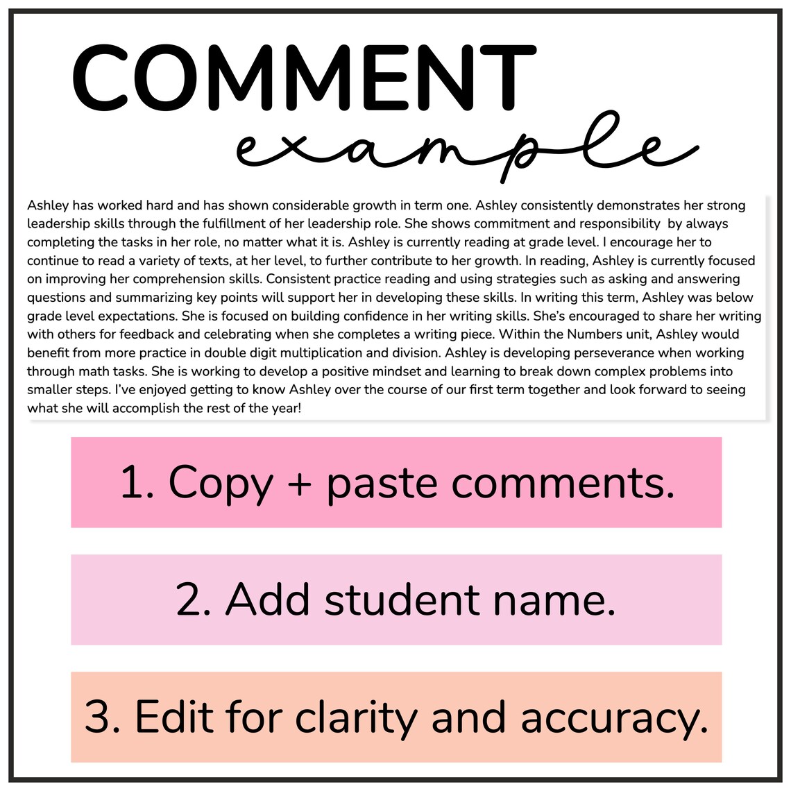 300 Report Card Comments Bank for Grades 4-6 is Fully Editable in ...