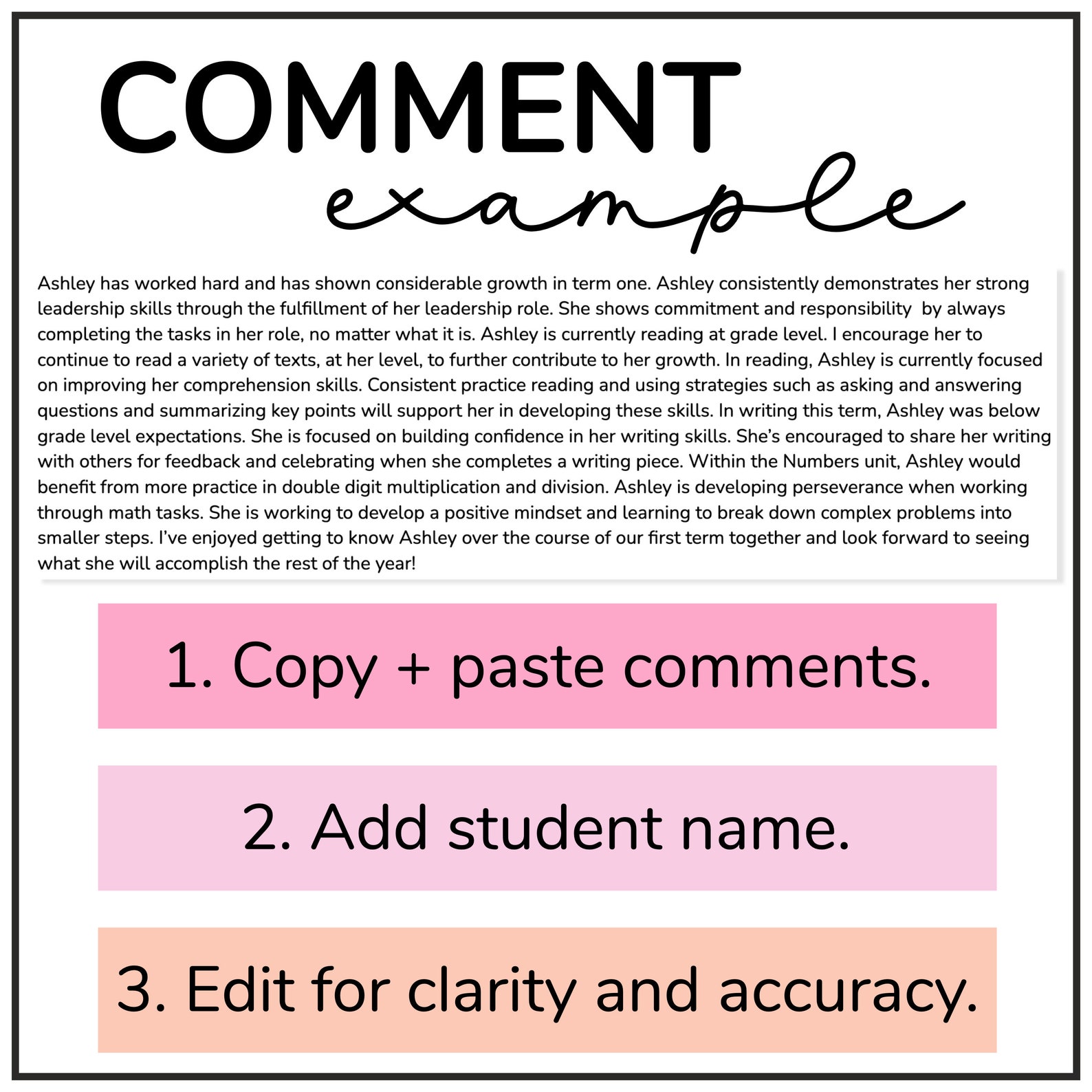 300 Report Card Comments Bank for Grades 4-6 is Fully Editable in ...