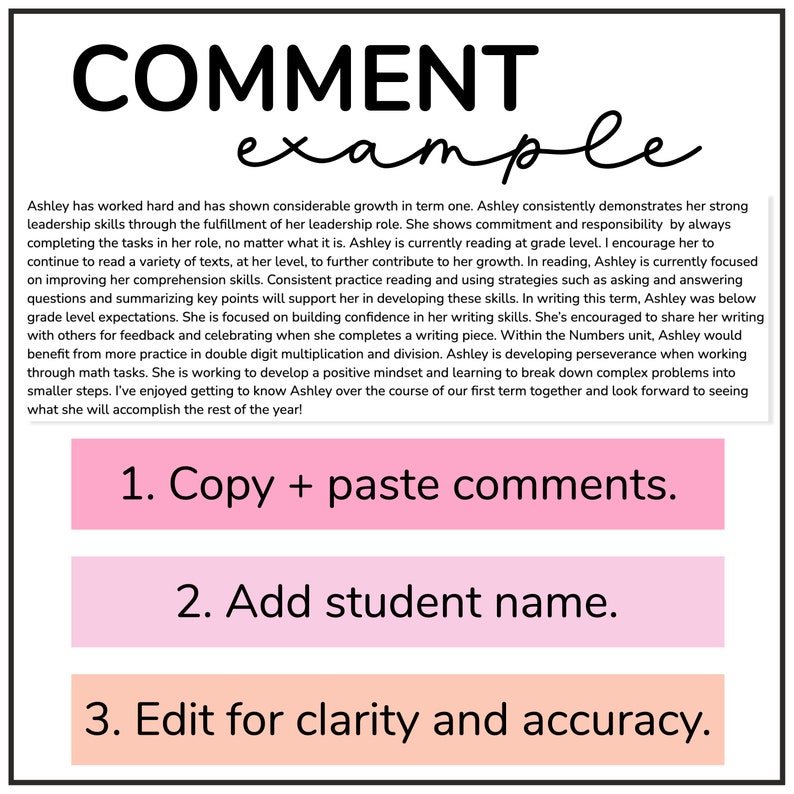 300 Report Card Comments Bank for Grades 4-6 is Fully Editable in ...