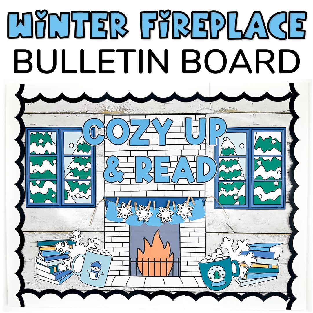 Winter Bulletin Board Kit, Winter Reading & Fireplace Bulletin Board - Etsy