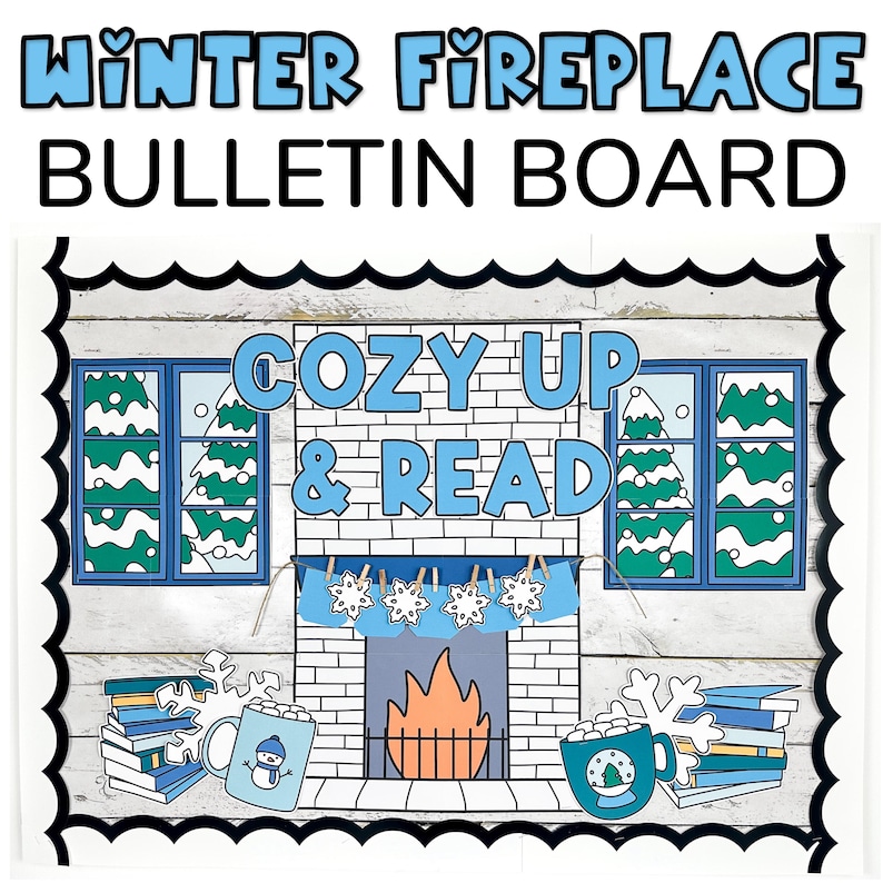 Winter Bulletin Board Kit, Winter Reading & Fireplace Bulletin Board - Etsy