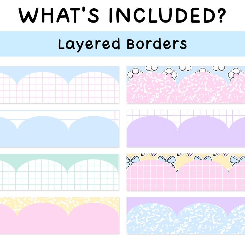 Pastel Printable Bulletin Board Borders for Composition Notebook ...