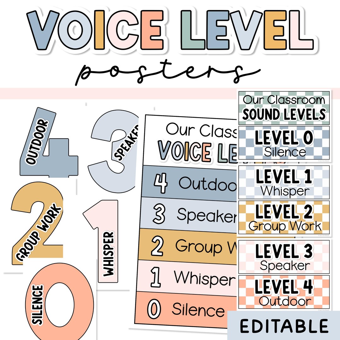 Boho Voice Level Chart & Posters, Voice Level Signs for Class Volume ...