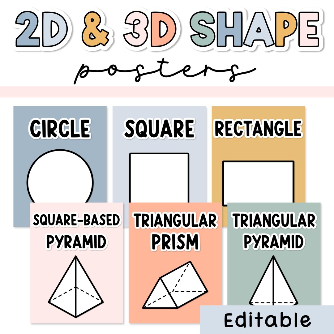 Boho 2D and 3D Shapes Posters - Editable and Matches Boho Classroom ...