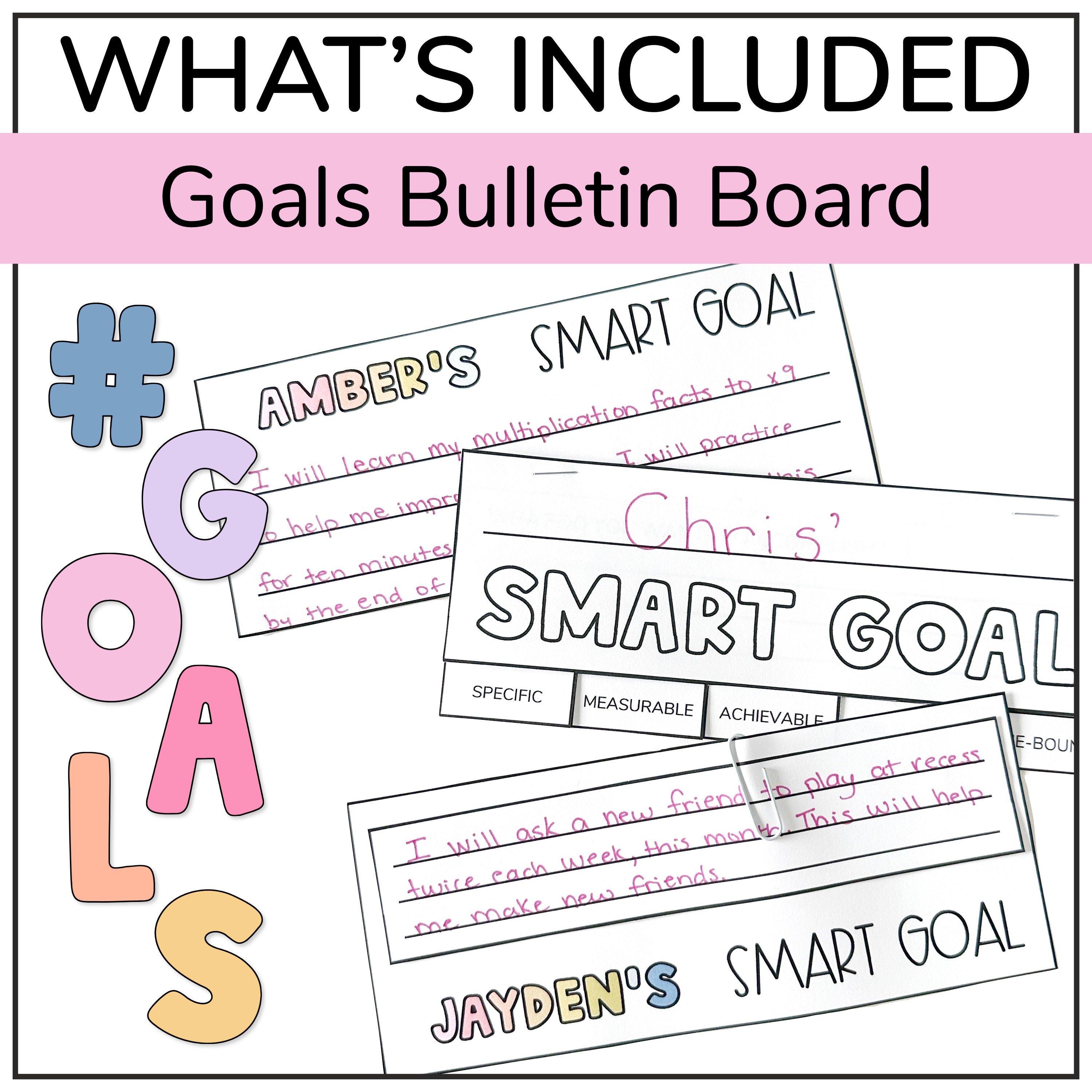 Student Goal Setting Kit: Goals Bulletin Board, Student SMART Goal ...