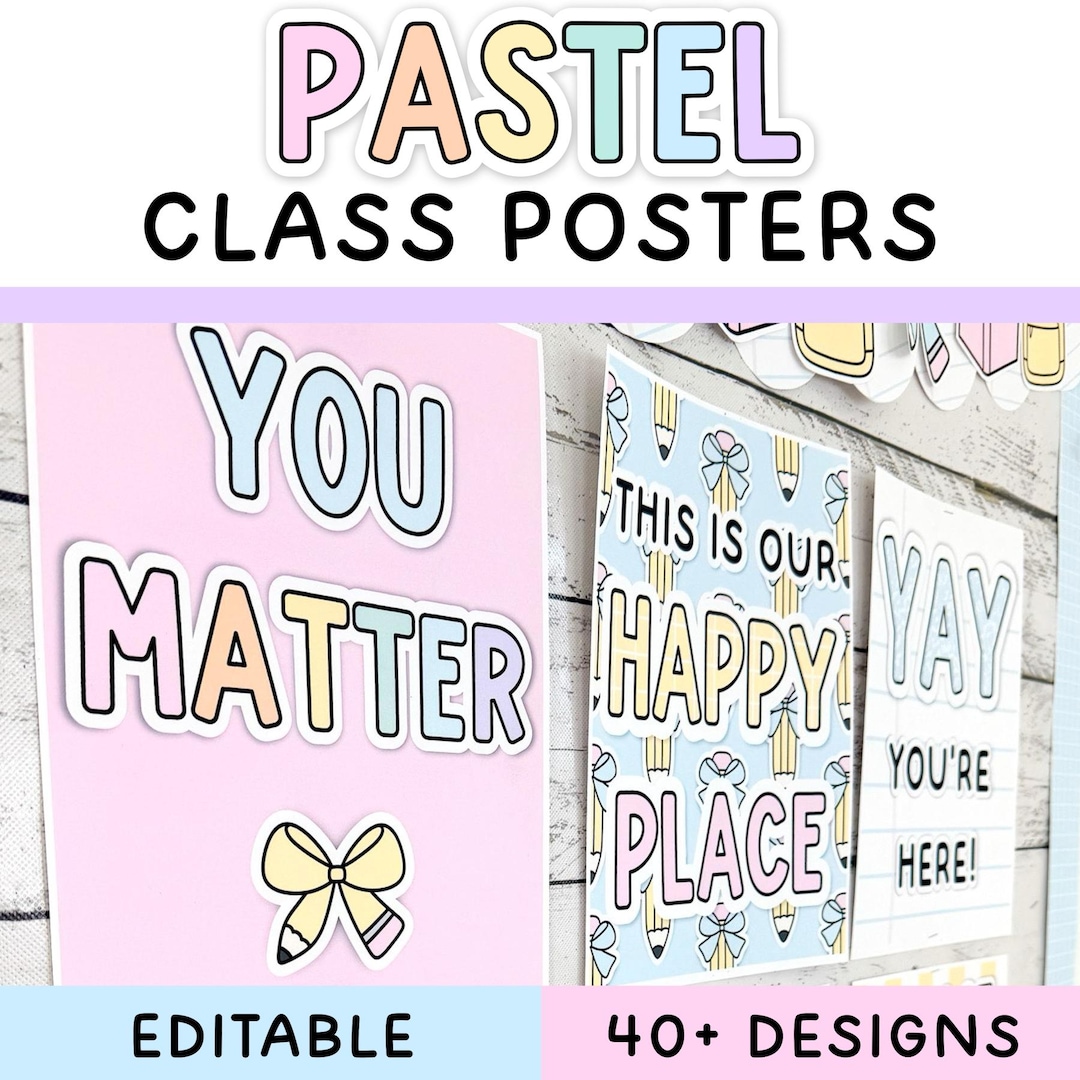 Pastel Classroom Posters for Pastel & Composition Notebook Classroom ...