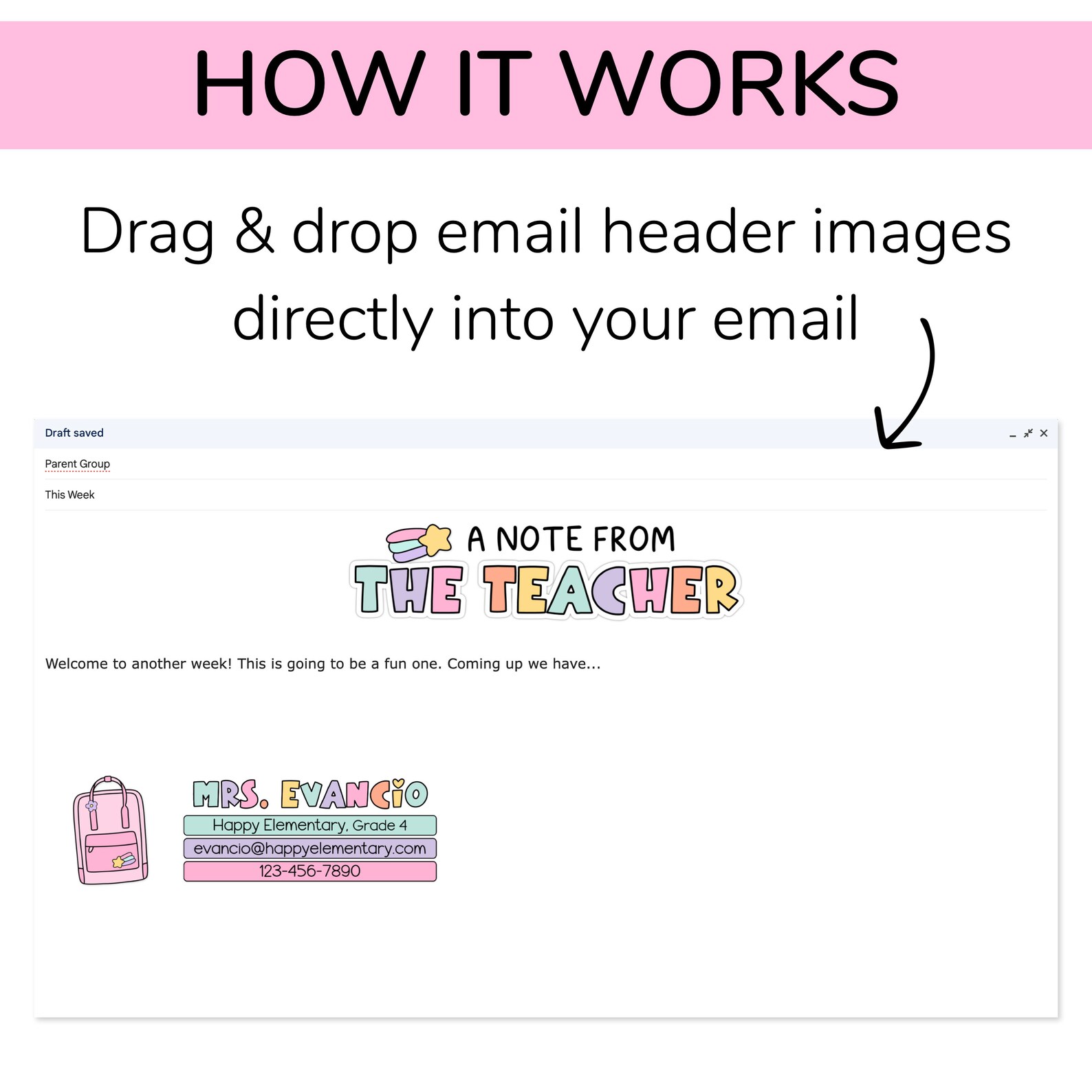 Teacher Email Signature | Email Signature Template & Email Headers for ...