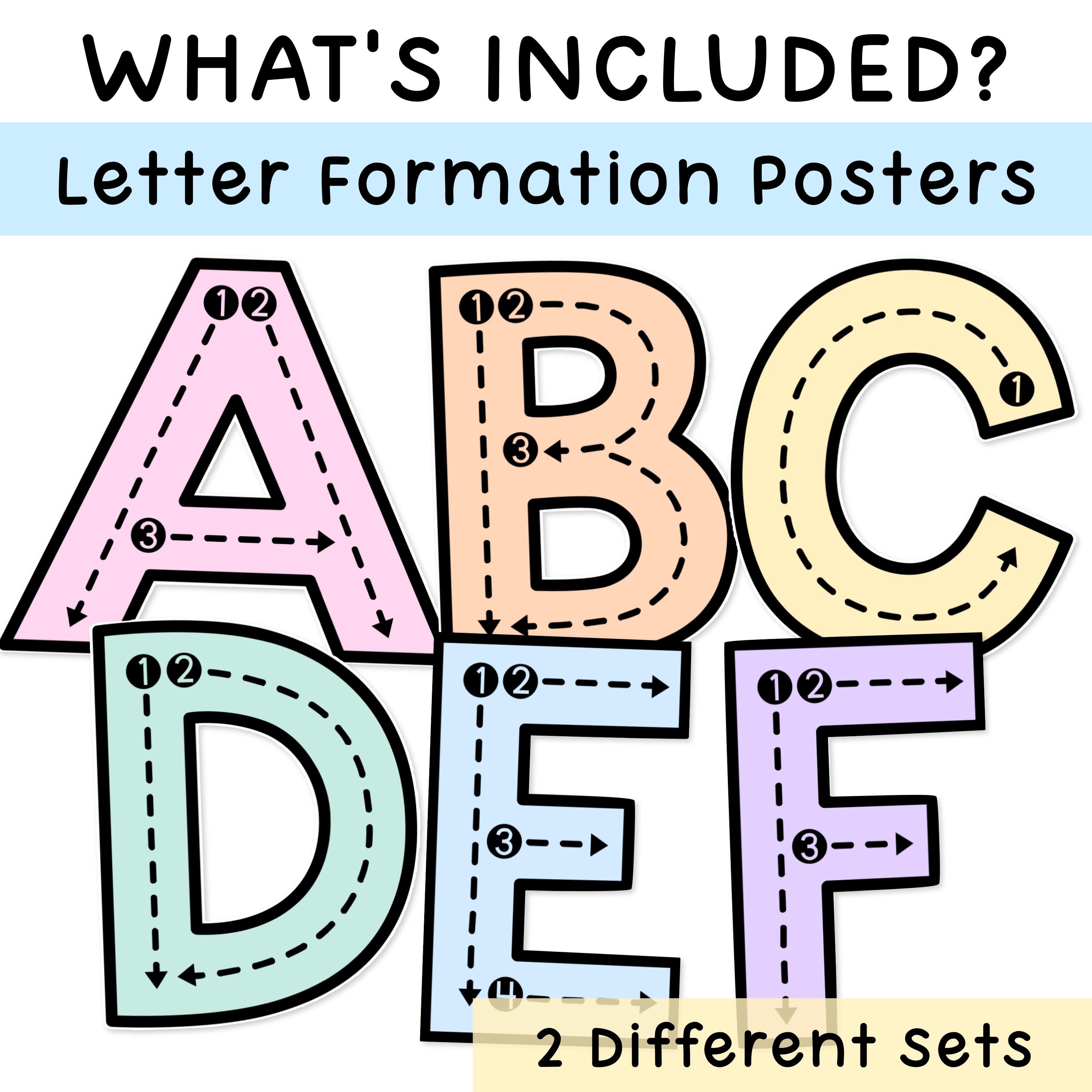 Pastel Alphabet Posters, ASL Posters, Cursive Alphabet Posters & Letter ...