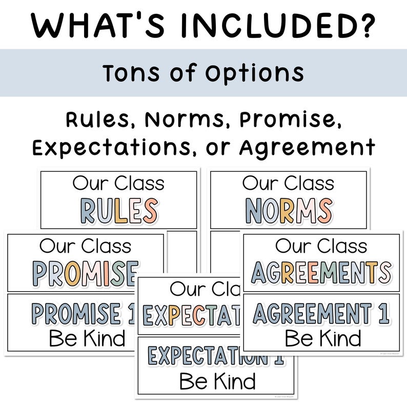 Boho Classroom Posters for Classroom Agreements, Class Promise, Norms, Rules & Expectations ...