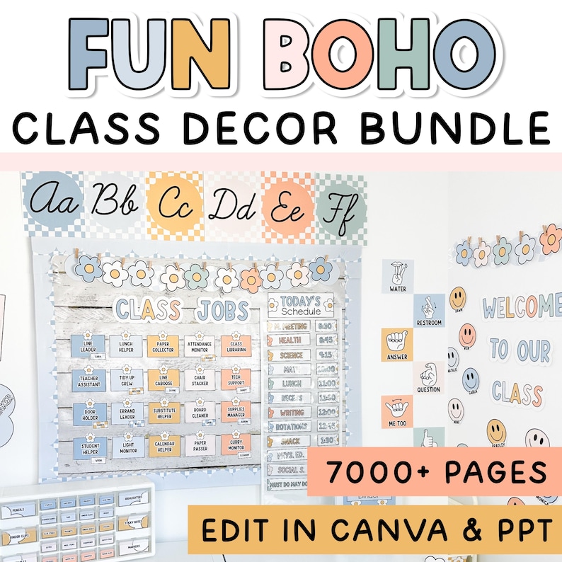 Calm Neutral Boho Classroom Decor Bundle for a Boho Classroom Theme ...