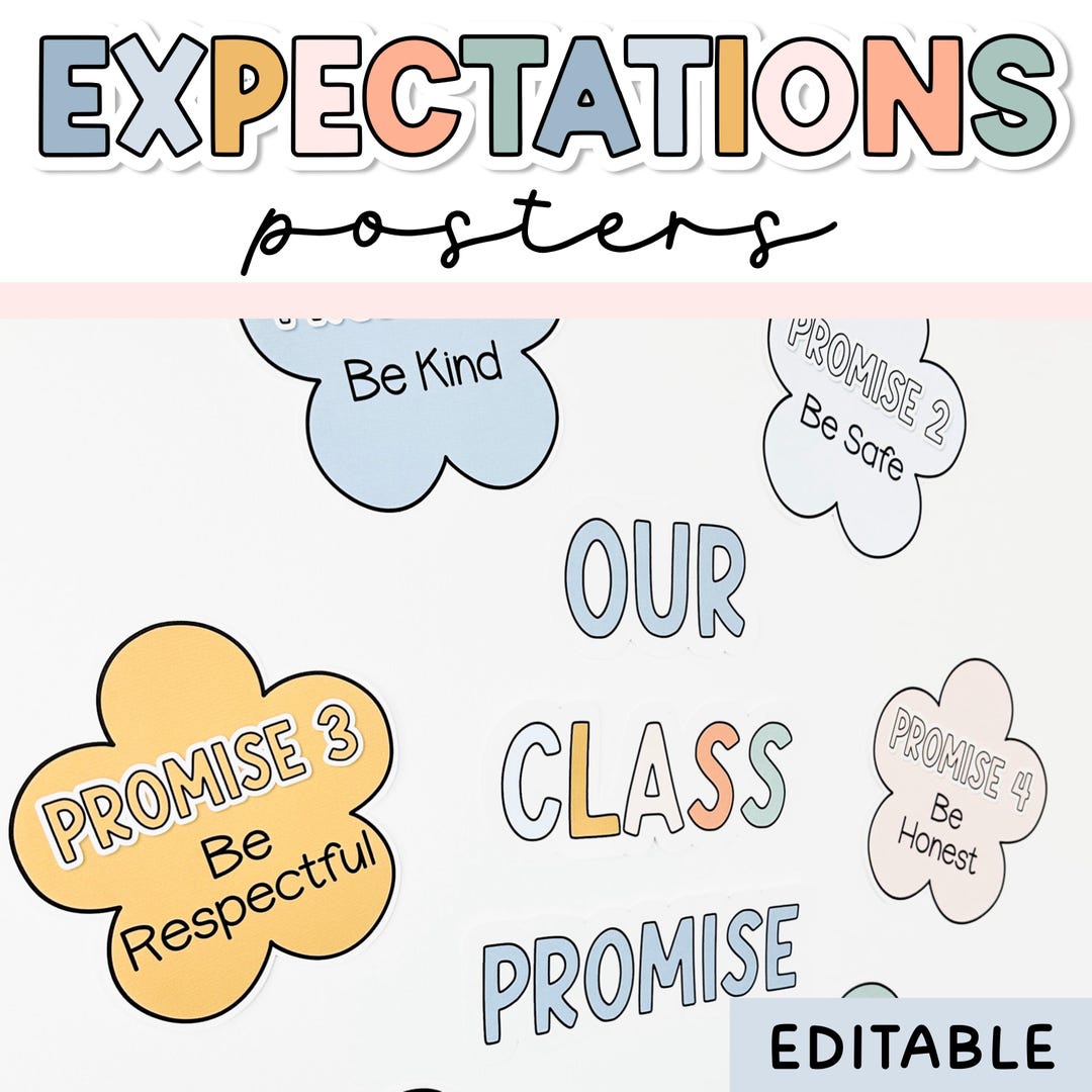 Boho Classroom Posters for Classroom Agreements, Class Promise, Norms ...