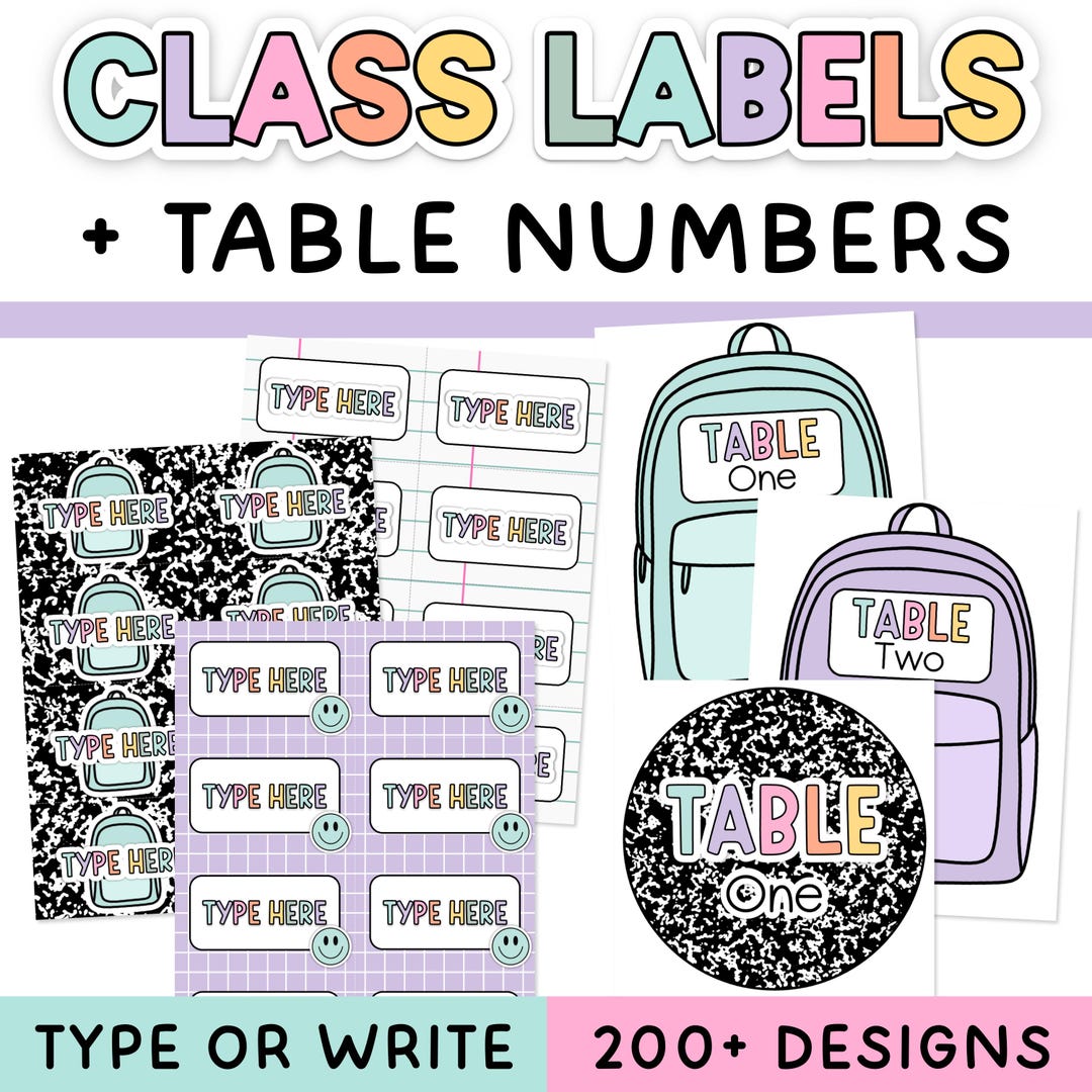 Composition Notebook Labels & Table Numbers - Editable Classroom Labels ...