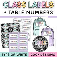 Pastel Rainbow TABLE CADDY LABELS *editable* Stationery/classroom Table ...