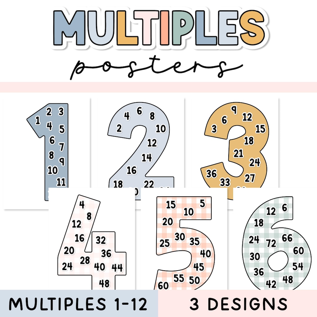 Boho Skip Counting Posters, Multiples Posters, & Multiplication Number ...