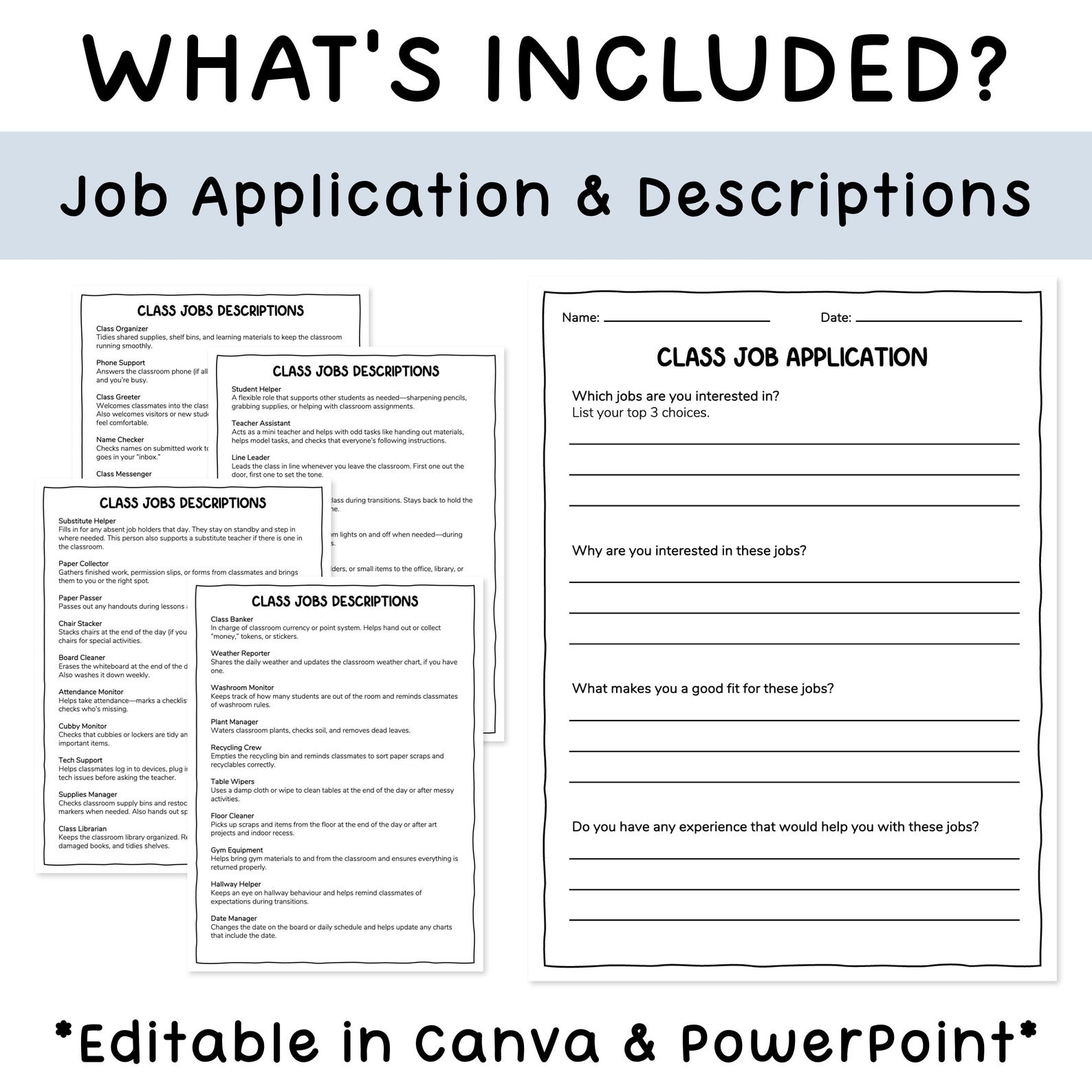Boho Classroom Jobs Editable With Classroom Job Application - Matches ...