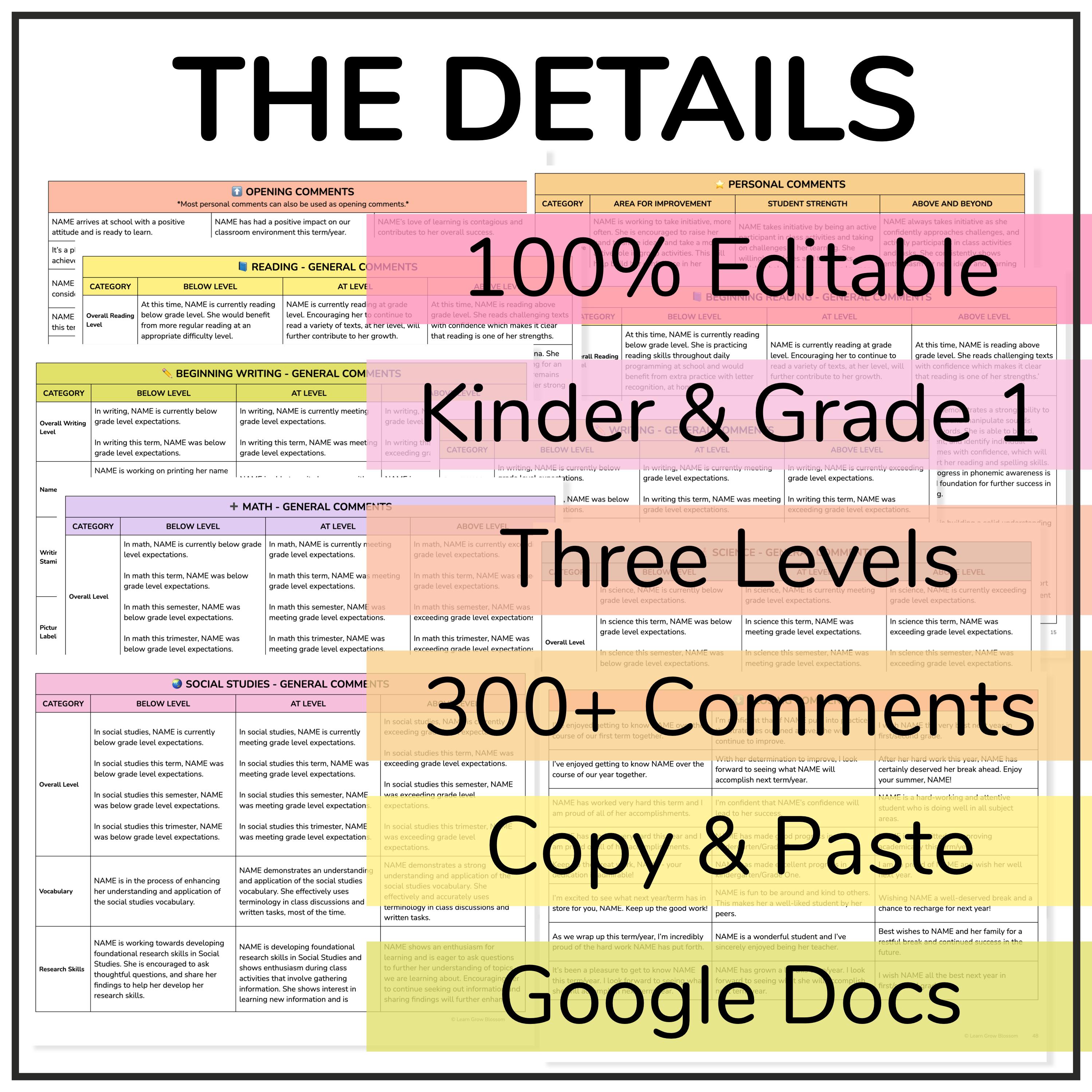 300+ Kindergarten Report Card Comments & Grade 1 Report Card Comments ...