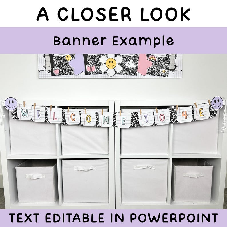 Composition Notebook Decor Banner With Editable Banner Letters for ...