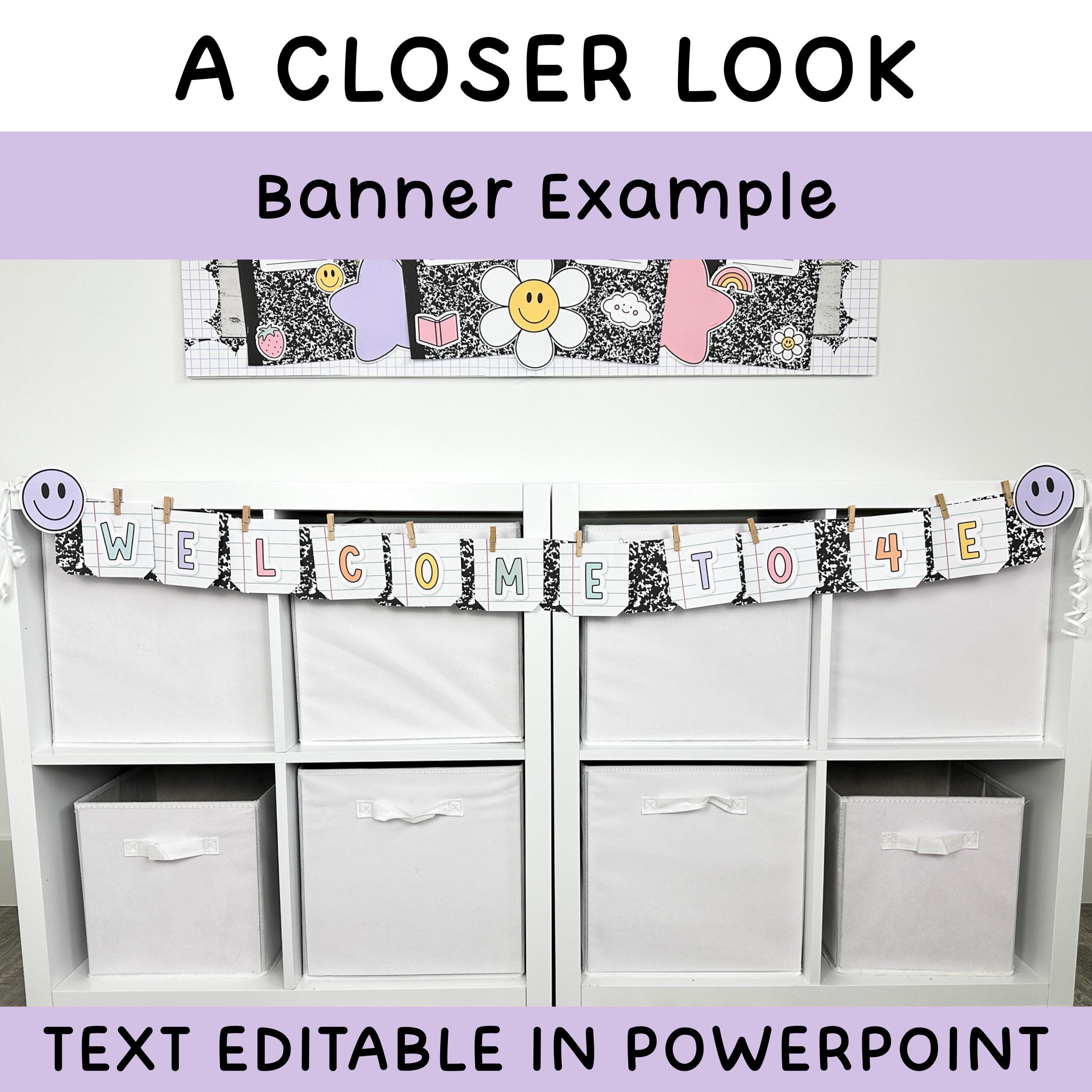 Composition Notebook Decor Banner With Editable Banner Letters for ...