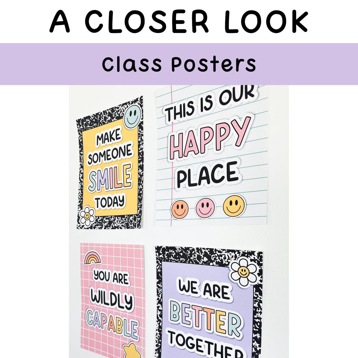 Composition Notebook Posters, Pastel & Composition Notebook Classroom ...