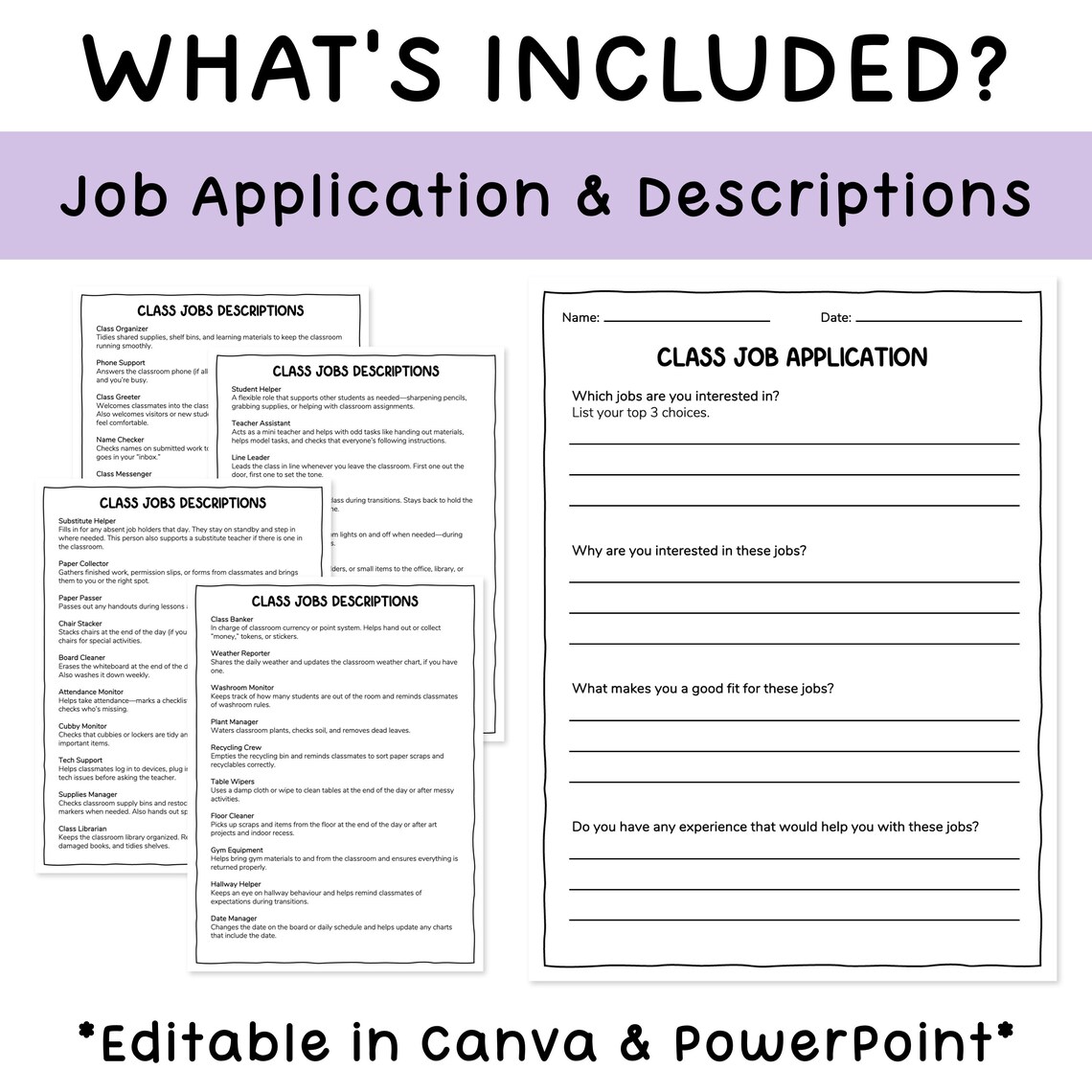Composition Notebook Decor Class Jobs Editable & Classroom Job ...