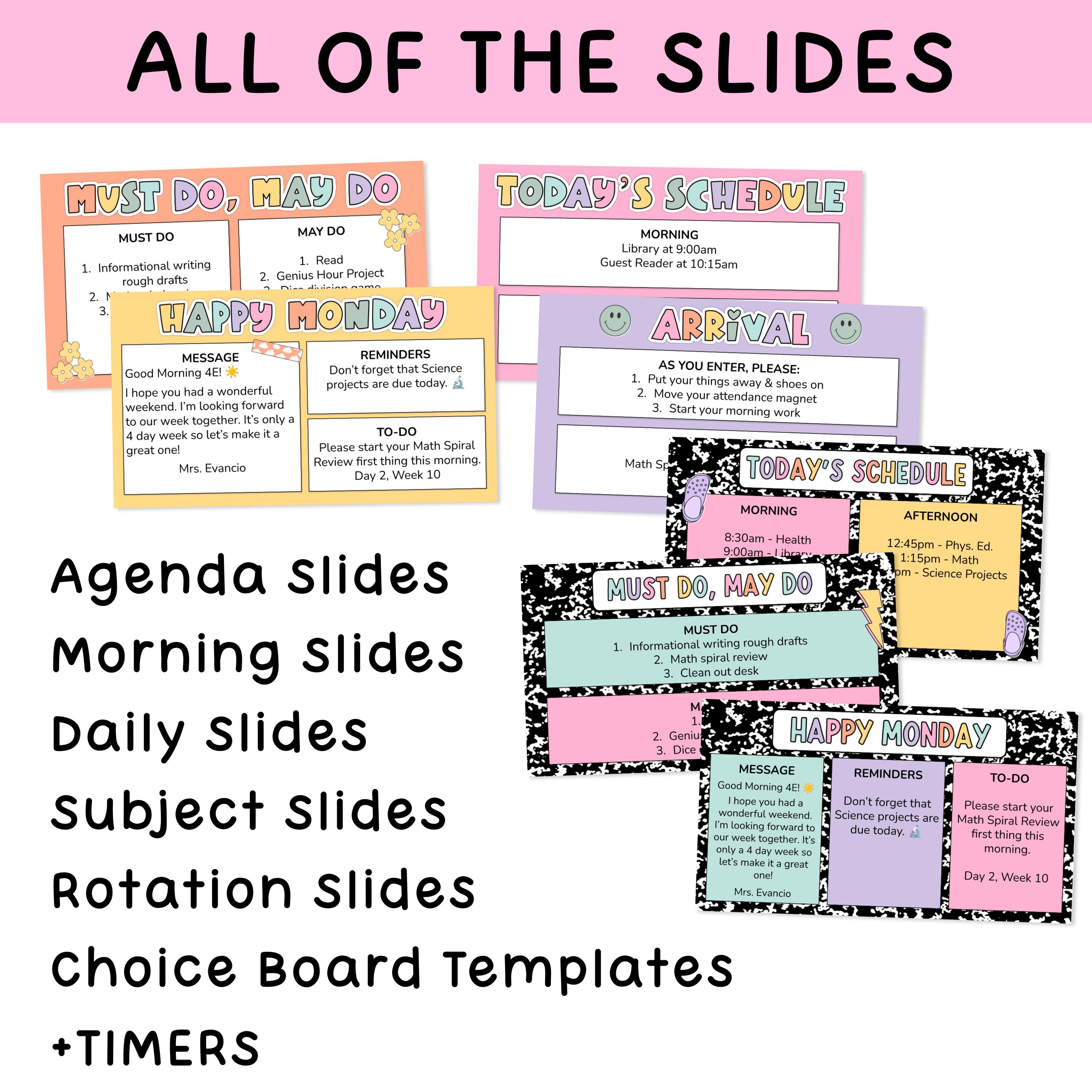3600 Classroom Slides & Teacher Slides Templates - Daily Slides, Agenda ...