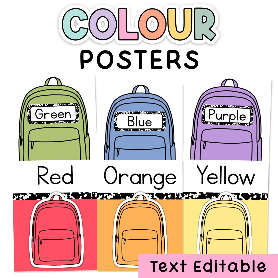 Color Word Posters for Pastel & Composition Notebook Classroom Decor ...