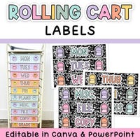 Editable Classroom Rolling Cart Labels and Organizers | Botanical ...