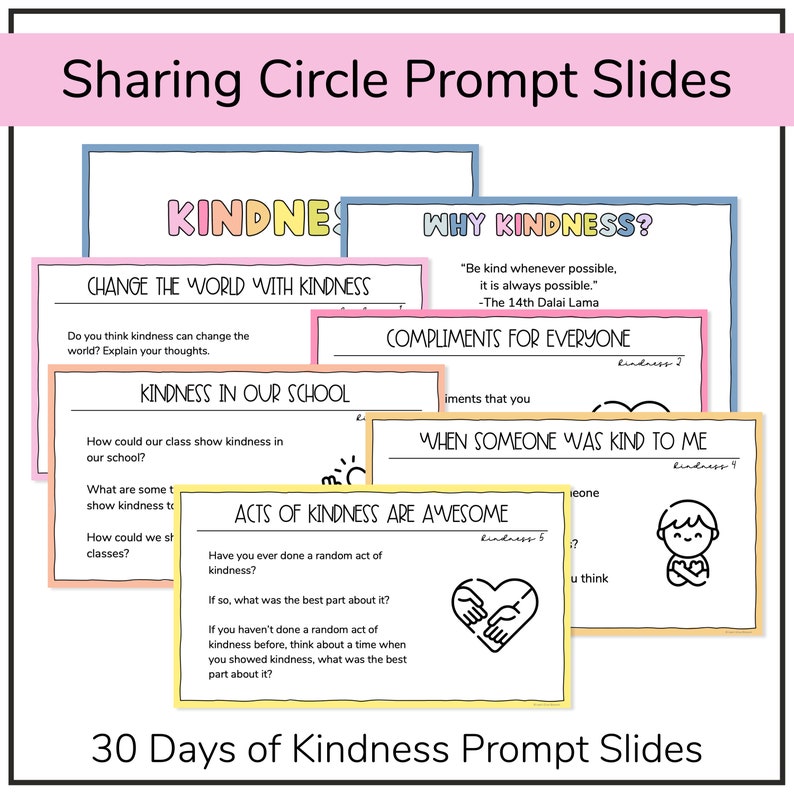 Kindness Activities Including Kindness Journal & Sharing Circle Prompts ...