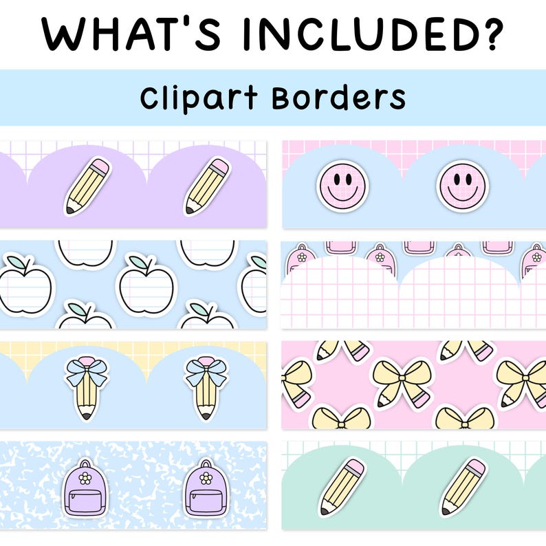 Pastel Printable Bulletin Board Borders for Composition Notebook ...