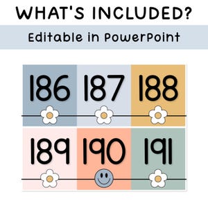 Boho Number Line Printable Wall Display, Editable With Negatives (-30 ...