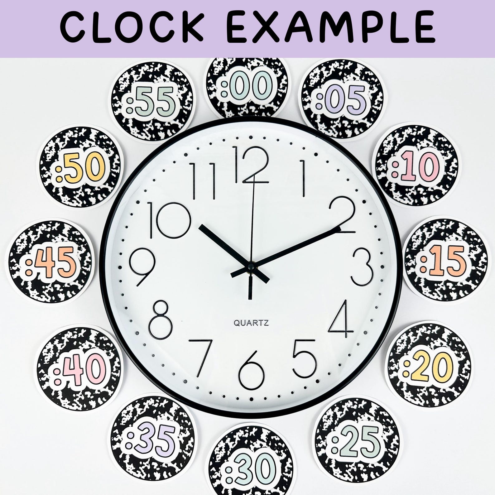 Composition Notebook Clock Labels & Clock Number Labels for Pastel and ...