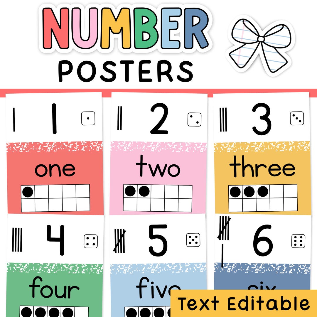 Bright Number Posters With Ten Frames and Numbers 1 to 20 Posters for ...