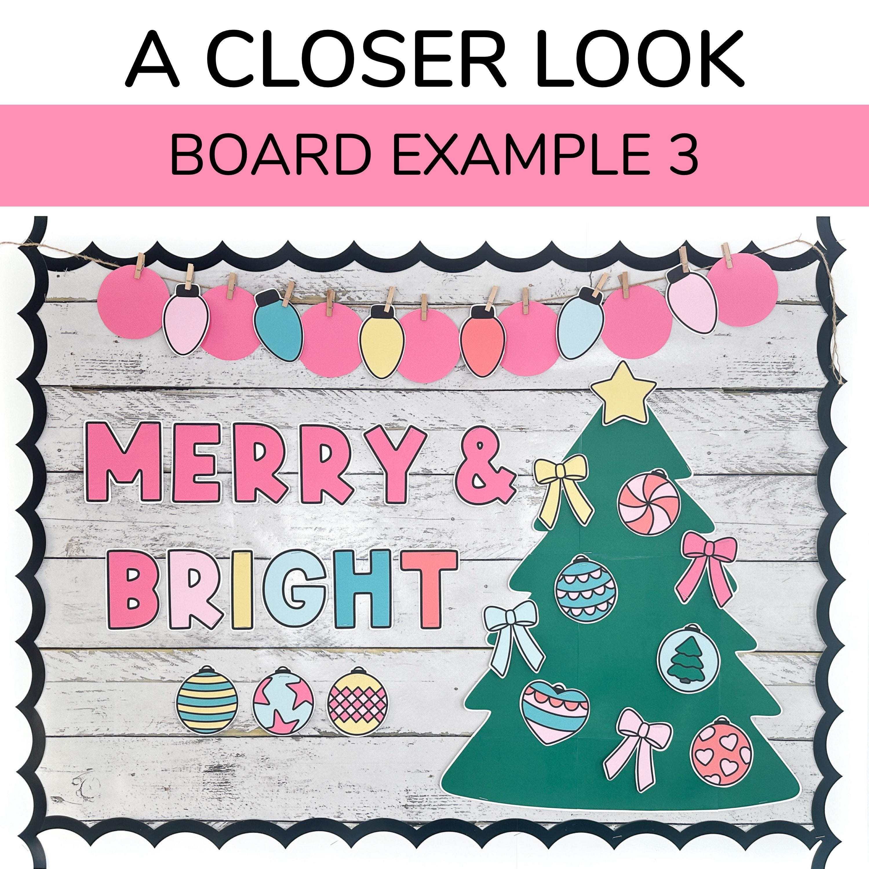 Christmas Bulletin Board Kit With Christmas Trees, Christmas Lights ...