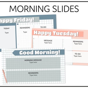 Classroom Slide Templates for Teachers Including Morning Slides, Agenda ...