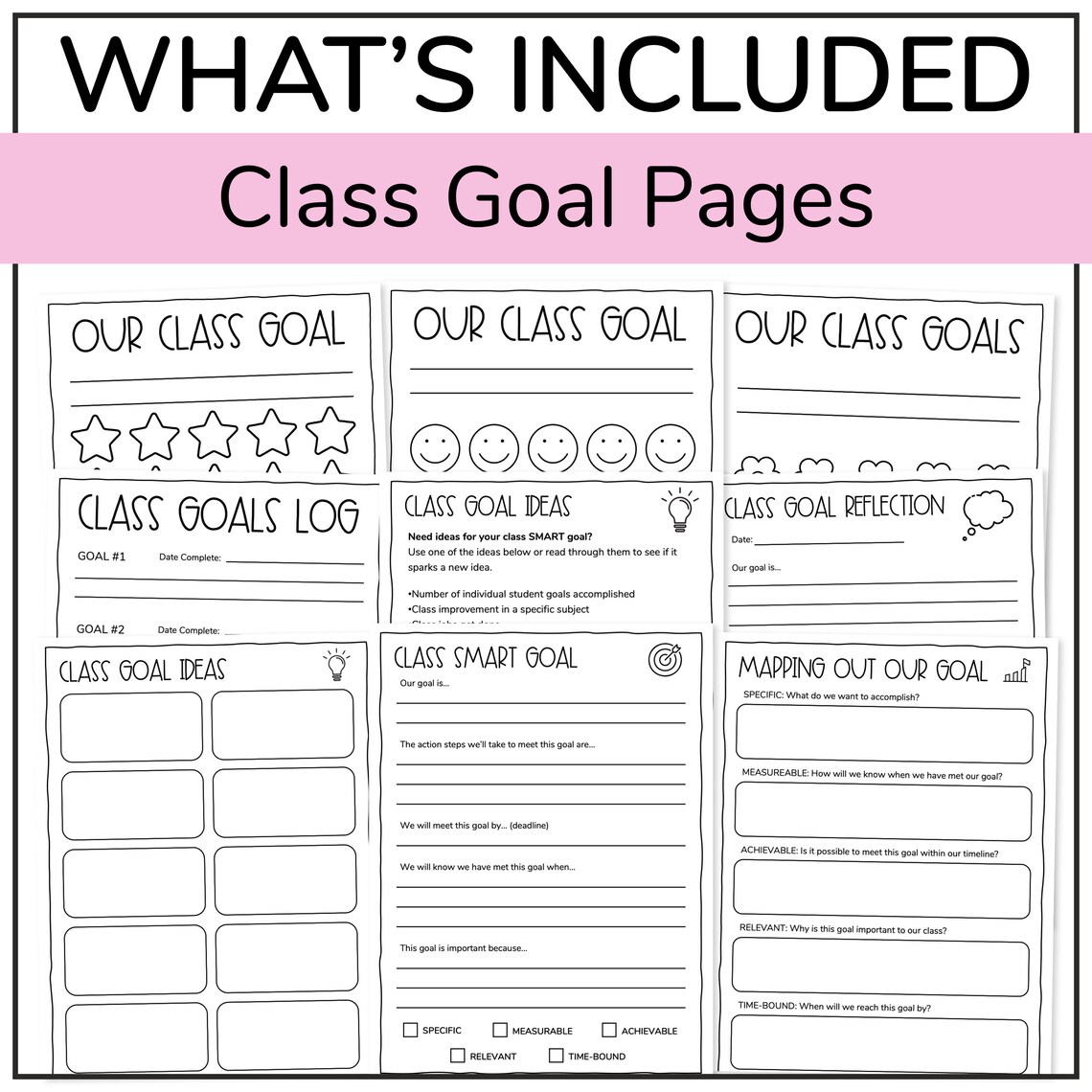 Student Goal Setting Kit: Goals Bulletin Board, Student SMART Goal ...
