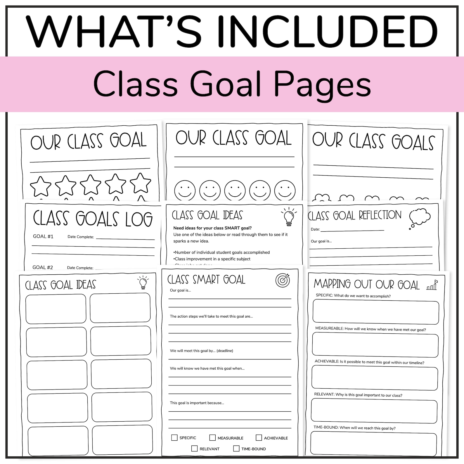 Student Goal Setting Kit: Goals Bulletin Board, Student SMART Goal ...